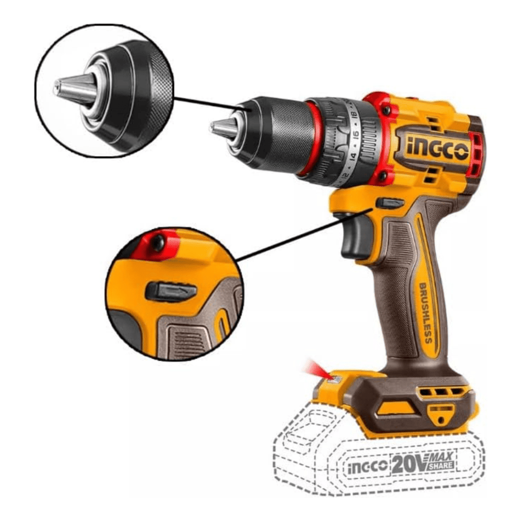 Taladros 20V M1/2 55Nm 2.0Ah 2 baterías y cargador | INGCO